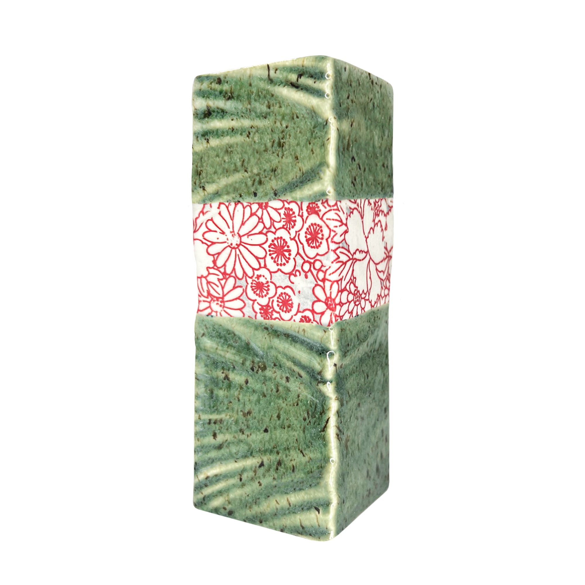 Japanese Copper Plate Style Linear Flowers Green Grey – Gokan