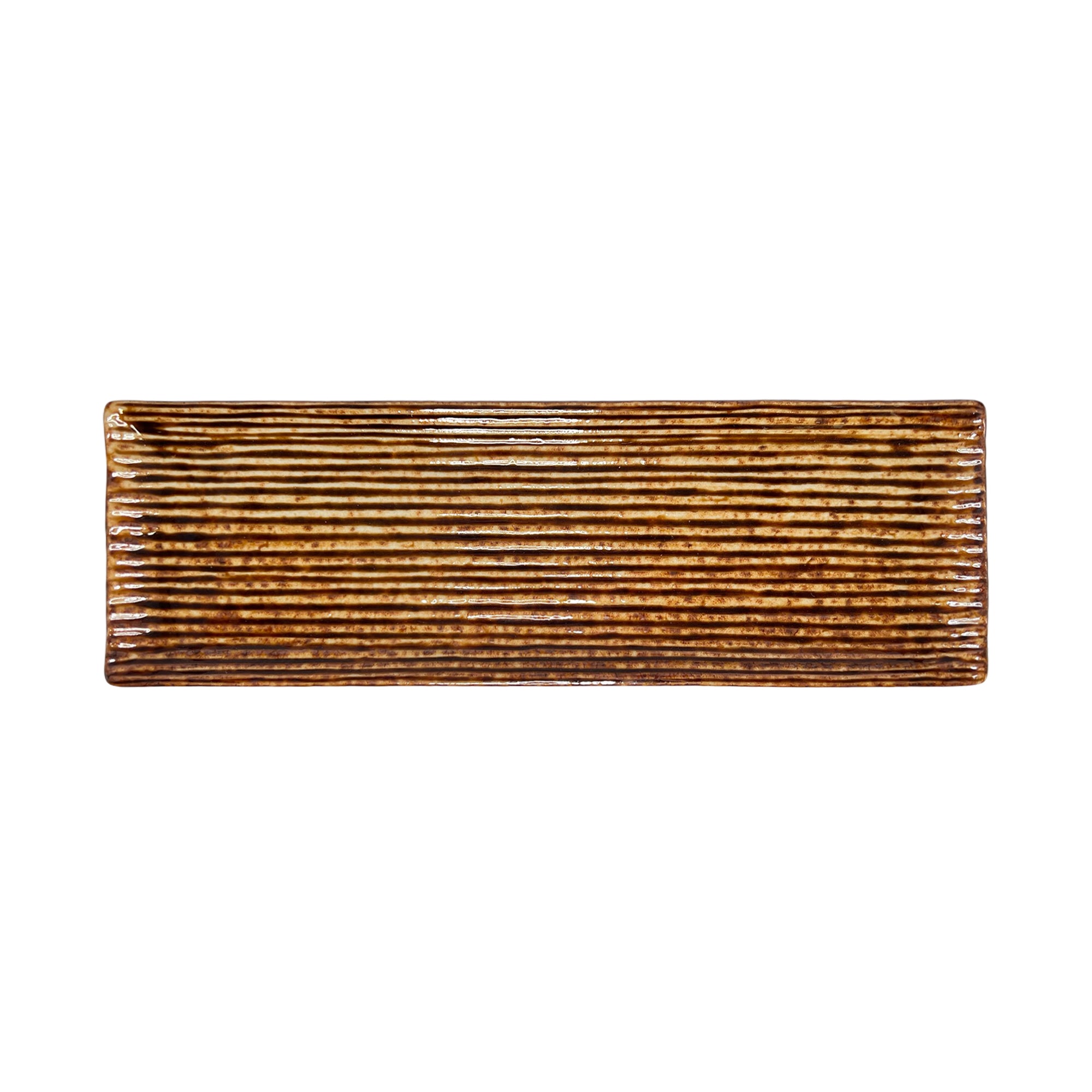 Japanese Fusion Rectangular Display Plate 335mm Brown – Gokan