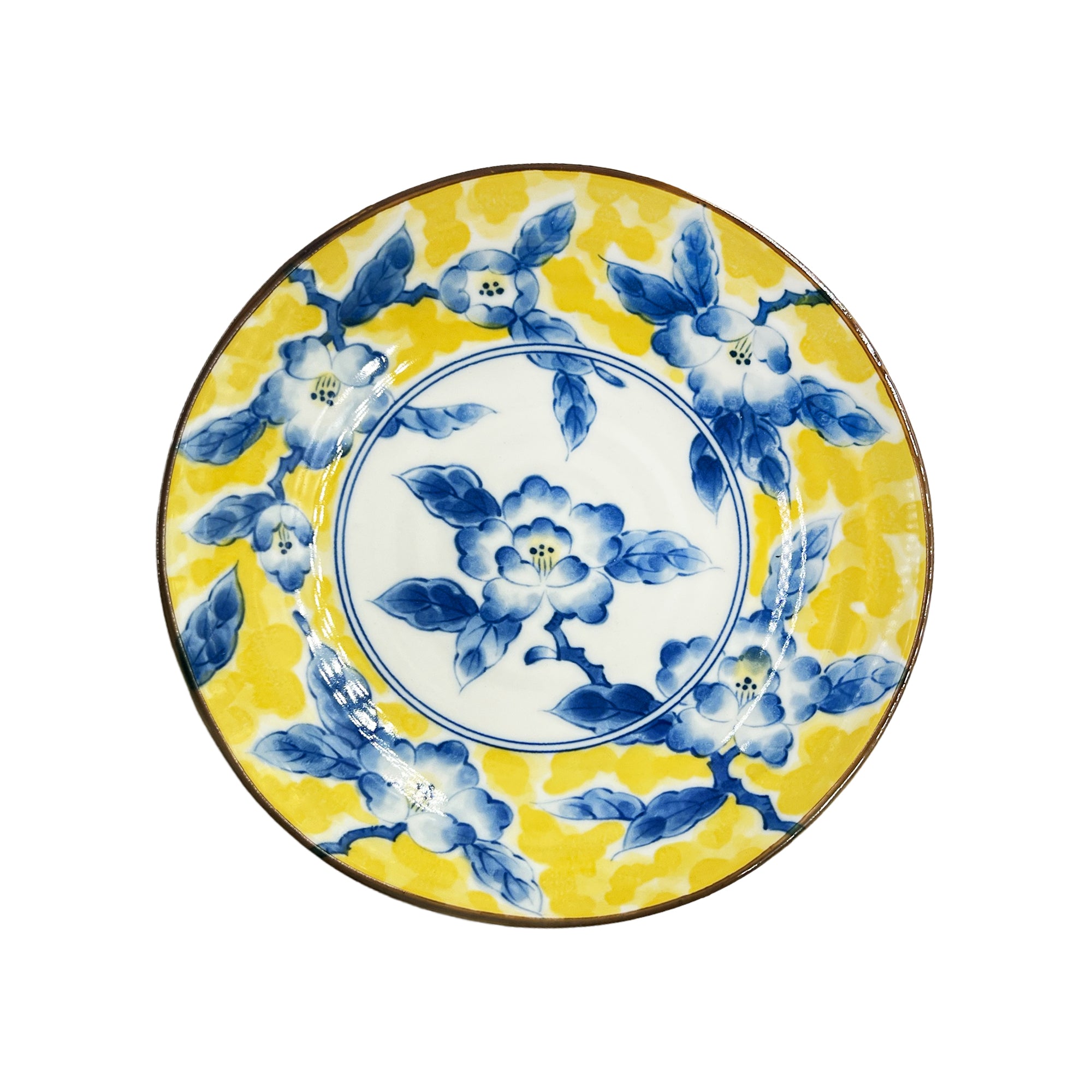 Japanese Serving Plate 21cm Peony Yellow – Gokan
