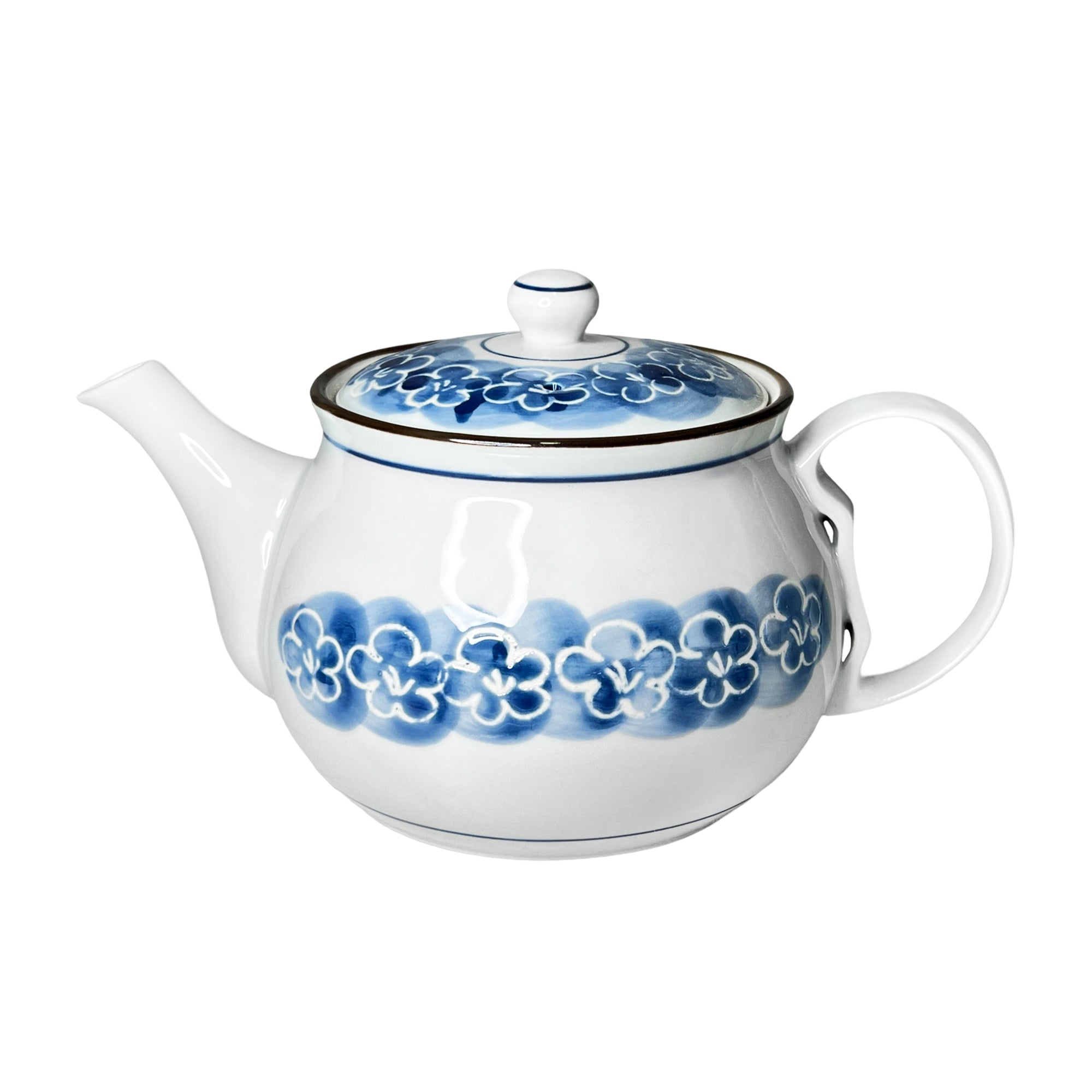 Japanese Traditional Tea Pot Handcrafted Blue Flowers – Gokan
